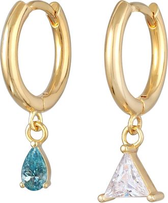 Elli Ohrringe Damen Creolen Anhänger Tropfen Dreieck Goldfarben mit Kristallen