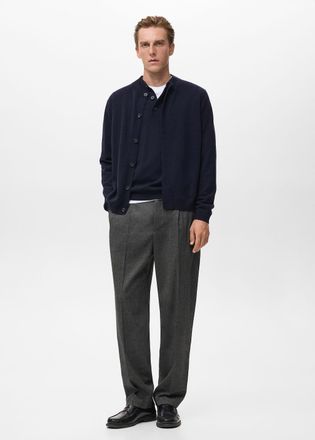 Mango Cardigan mit Knöpfen aus 100% extrafeiner Wolle marineblau - Herren - XXL - MANGO MAN