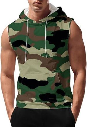 Generic Sweat &agrave; capuche sans manches pour homme, camouflage sans manches, fitness, sweat &agrave; capuche, gilet dentra&icirc;nement, sweat &agrave; capuche, sport, t-shirt muscu