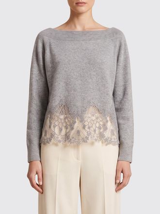 Ermanno Scervino Pull &agrave; col rond en pur cachemire avec empi&egrave;cements en dentelle brod&eacute;e