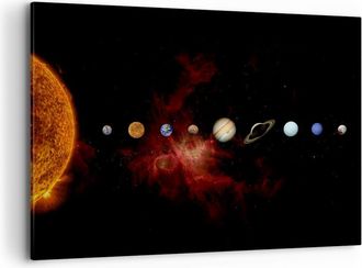 Arttor Bilder auf Leinwand 100x70cm Leinwandbild Sonnensystem Planeten Kosmos Groß Wanddeko Bild Schlafzimmer Küche Deko Wandbilder Dekoration Wohnzimmer Wal
