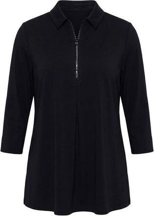 Ulla Popken T-Shirt Punto-Shirt Hemdkragen Rei&szlig;verschluss 3/4-Arm