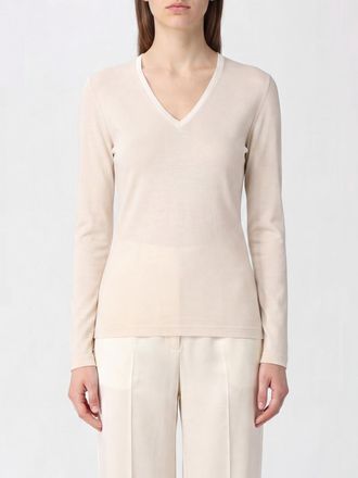 Fabiana Filippi T-shirt &agrave; manches longues et col V en coton avec finitions contrast&eacute;es