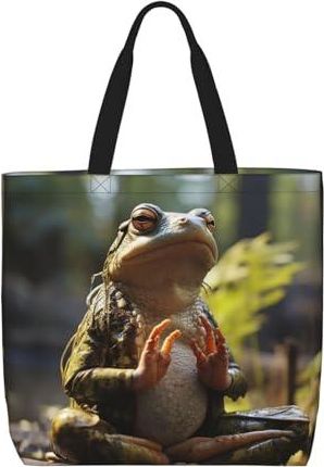 Generic La Grenouille Rigolote Fait Du Yoga Sac A Main Femmes L&eacute;ger Tote Bag R&eacute;utilisable Sac A Main Femme Pour Gym Plage Quotidienne