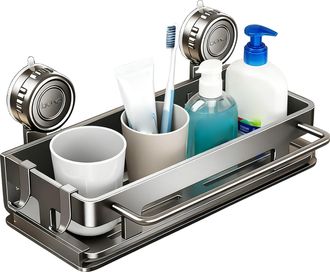 Generico Suction Cup Duschregal, 29 x 14 x 13 cm, Duschregal, Duschregal, freistehend, Badezimmer-Apartment, Schlafzimmer, K&uuml;che, Schlafzimmer