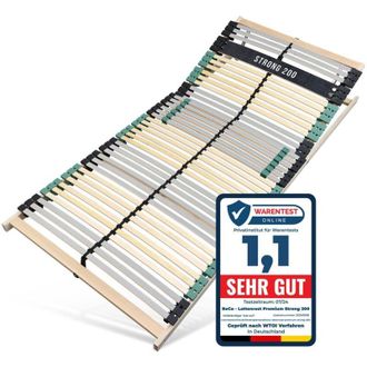 Sleepneo Extra stabiler Premium Lattenrost 140x200, bis 200Kg belastbar, Kopfteil verstellbar, 42 Latten, 7 Zonen Lattenrost aus Buche und verst&auml;rkter Birke