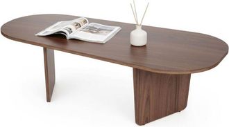 Dmora Sofatisch Dozza, Oval, Holzfurnier, Braune Tischplatte, 130x65x40 cm, Nussbaum