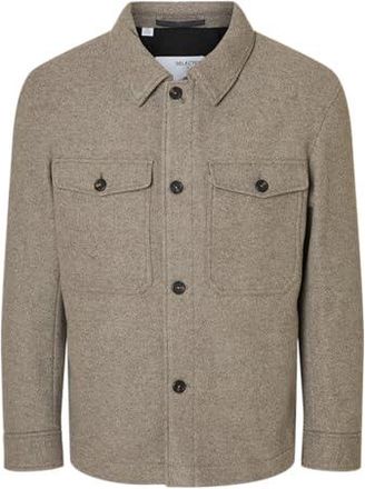 Selected Slhmitch Lano Shacket Noos Veste pour Homme, Taupe foncé, Taille L, Taupe foncé, L