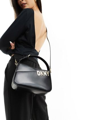 DKNY Alison - Sac port&eacute; &eacute;paule en cuir avec bandouli&egrave;re - Noir
