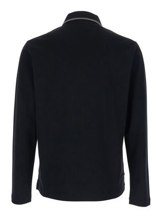 Emporio Armani Mens Polo Shirt Long Sleeve Black Cotton T-Shirts And Polos