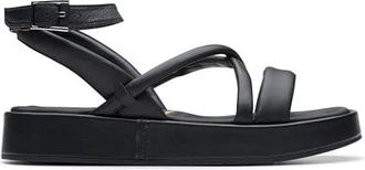 Clarks Sandales crois&eacute;es Alda pour femme, cuir noir, 41.5 EU