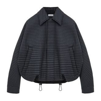 Loewe Leichte Wolljacke mit Karomuster - - Jackets - Damen - Schwarzk - M