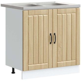 vidaXL K&uuml;chenschrank Lucca 2 pcs Braun 80 x 46 x 81.5 cm Holzwerkstoff vidaXL