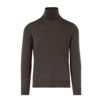 Paolo Pecora Hoher Kragen Brauner Wollpullover - - Knitwear - Herren - Braun - 2XL