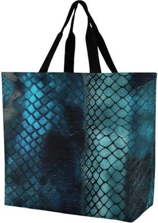 Generic Peau De Serpent Bleue Sac Fourre-Tout L&eacute;ger Sacs De Courses Grand Sac A Main Femmes Pour Travail Quotidienne Gym
