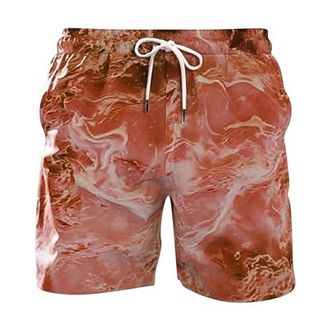 Generic Short de bain pour homme avec poches - S&eacute;chage rapide - Taille haute - R&eacute;glable, Rouge, 3XL