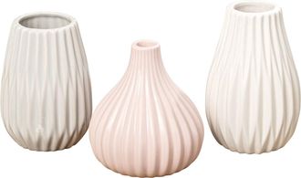 Boltze 3 x Vase Wilma Steingut Höhe 14 cm