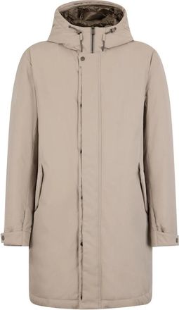 Moorer Homme, Manteaux, Beige, Taille: 2XL Veste longue beige avec capuche et boutons