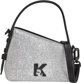Karl Lagerfeld Karl Lagerfeld Jeans, Femme, Geo Mini Sac Cuir Brillant, Argent, One size