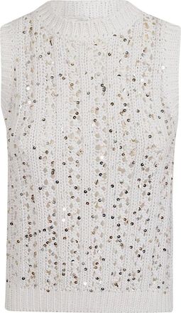 PESERICO Femme, Pulls, Blanc, Taille: 40 FR Maille &agrave; col rond