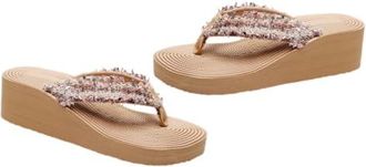 FOMIYES Sandales Femme Boho Style Confortables et Antidérapantes Sandales Dété à Talon Compensé pour Plage et Usage Chaussures Souples et Respirantes pour Fem