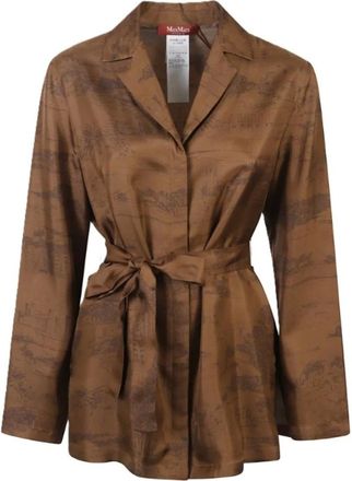 Max Mara Femme, Vestes, Brun, Taille: 44 FR Veste Fluide Imprim&eacute;e