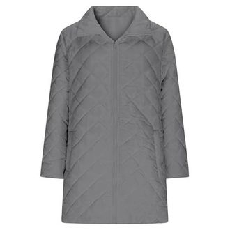 Generic Doudoune matelass&eacute;e l&eacute;g&egrave;re pour femme avec fermeture &eacute;clair et col montant avec poches, gris, XXL