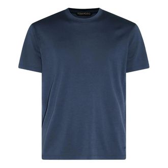 Tom Ford Homme, Tops, Bleu, Taille: L T-shirt écologique en Lyocell et coton