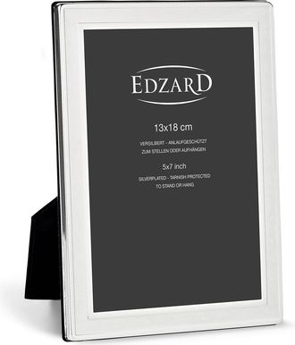 Edzard Bilderrahmen Nardo für Foto 13 x 18 cm, edel versilbert, anlaufgeschützt, mit Samtrücken, inkl. 2 Aufhängern, Fotorahmen zum Stellen und Hängen
