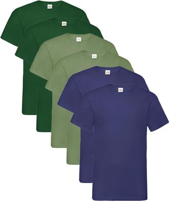 Fruit Of The Loom Herren- V-Neck T-Shirt M L XL XXL 3XL 4XL 5XL Farbsets, 2Navy 2Olive 2Flaschengrün (6 Pack) + 1 HL Kauf Notizblock, XXL (6er Pack)