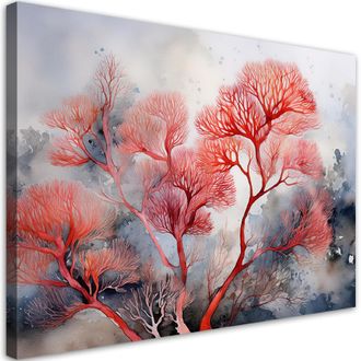 Artgeist Quadro Su Tela, Piante Astratte Rosse - 60x40