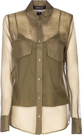 Federica Tosi Femme, Blouses et Chemises, Vert, Taille: 42 FR Chemises