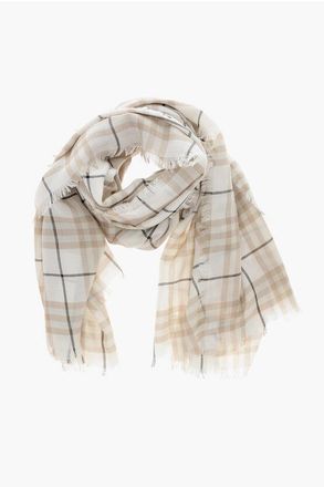 Burberry Check Cashmere Scarf With Fringes size Unica