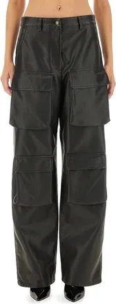 Msgm Viscose Cargo Pants - Black