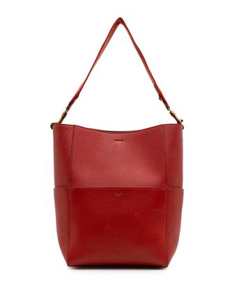 Celine sac seau Seau Sangle médium en cuir (2018) - Rouge