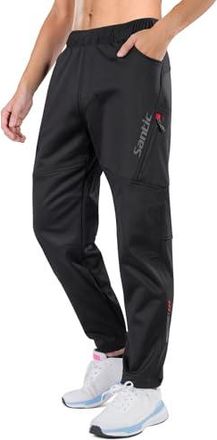 Santic Pantalon de cyclisme long pour homme - Respirant - Polaire thermique - Pantalon de VTT - Pantalon de course épais - Pantalon de sport pour lextérieur,