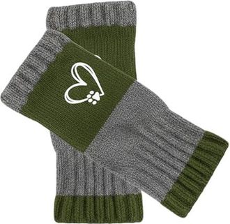 Generic Mitaines tricot&eacute;es - Broderie coeur et coupe-vent - Gants chauds tricot&eacute;s - Pour moto, trajets en plein air, hiver, p&ecirc;che, cyclisme, conduite, camping