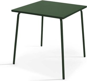 Oviala Quadratischer Gartentisch aus Metall Waldgrün - Palavas