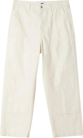 Obey Homme, Pantalons, Blanc, Taille: W33 Big Timer Twill Double Knee Pant