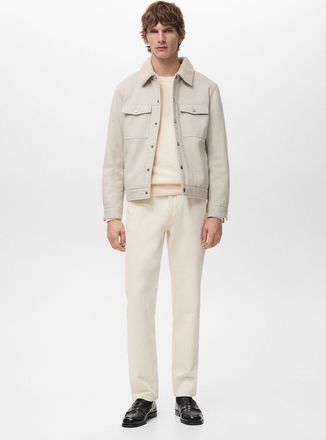 Mango Blouson en jean doublure imitation mouton retourné sable - Homme - XXL - MANGO MAN