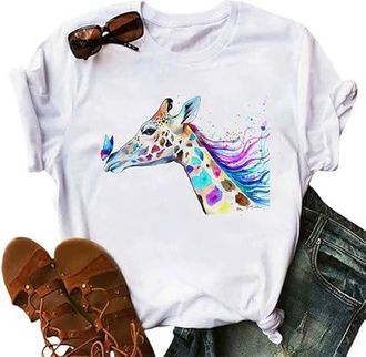 Keephen Color&eacute; Lion/Cheval/Tigre/Loup Impression 3D T-Shirt Femmes Animal Graphique Tees Casual Manches Courtes Col Rond T-Shirt &Eacute;t&eacute; Coupe L&acirc;che Tops