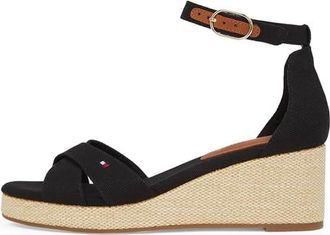 Tommy Hilfiger Espadrilles Compensées Femme Flag Criss-Cros Mid à Bride Cheville, Noir (Black), 36