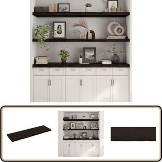 vidaXL Wandregal Dunkelbraun 160x50x(2-6)cm Massivholz Eiche Behandelt - Eichenholz Regal - Wandregal Massiv - Holzkasten - Landhaus Dekoration - Vintage