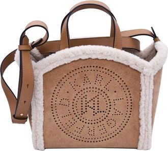 Karl Lagerfeld Femme, Sacs, Beige, Taille: ONE Size K/Circle Small Tote Shearling