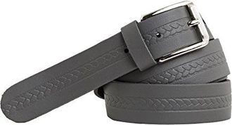 shenky Ceinture en cuir - vissée/avec motif - largeur 3 cm - motif tresse - gris - Tour de taille : 80 cm