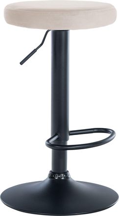 Clp Barhocker Ponte Samt-Bezug I H&ouml;henverstellbarer Stuhl, Farbe:Creme, Gestell Farbe:schwarz
