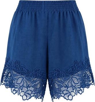 Ermanno Scervino Femme, Shorts, Bleu, Taille: 40 FR Short ample &agrave; ourlet en dentelle