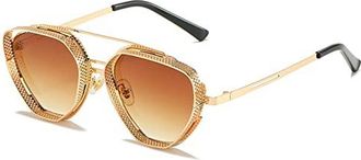 Generic Lunettes de soleil punk en métal pour hommes, lunettes de soleil triangulaires rétro à large monture (couleur : E, taille : moyenne) 2026