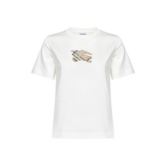 Burberry EKD Check Baumwoll-T-Shirt - - Tops - Damen - Wei&szlig; - L