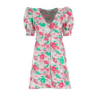 Ganni Femme, Robes, Rose, Taille: 36 FR Robe Mini Boutonn&eacute;e Jacquard 3D Sugar Plum